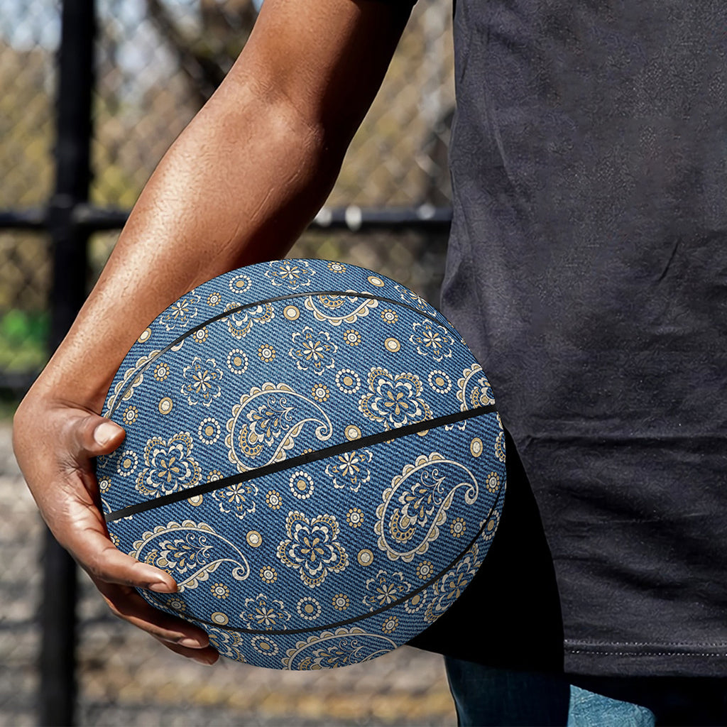 Blue Denim Western Paisley Print Basketball – GearFrost