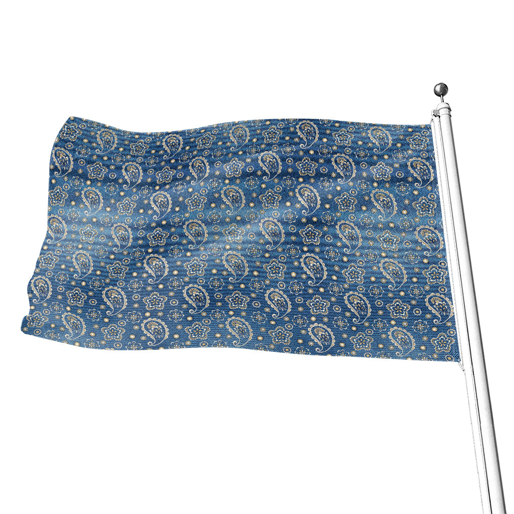Blue Denim Western Paisley Print Flag – GearFrost