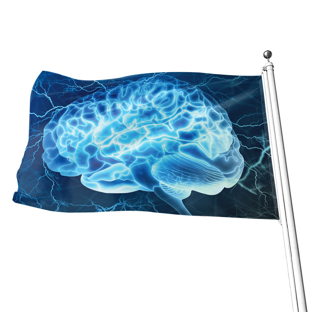 Blue Electrical Brain Activity Print Flag – GearFrost