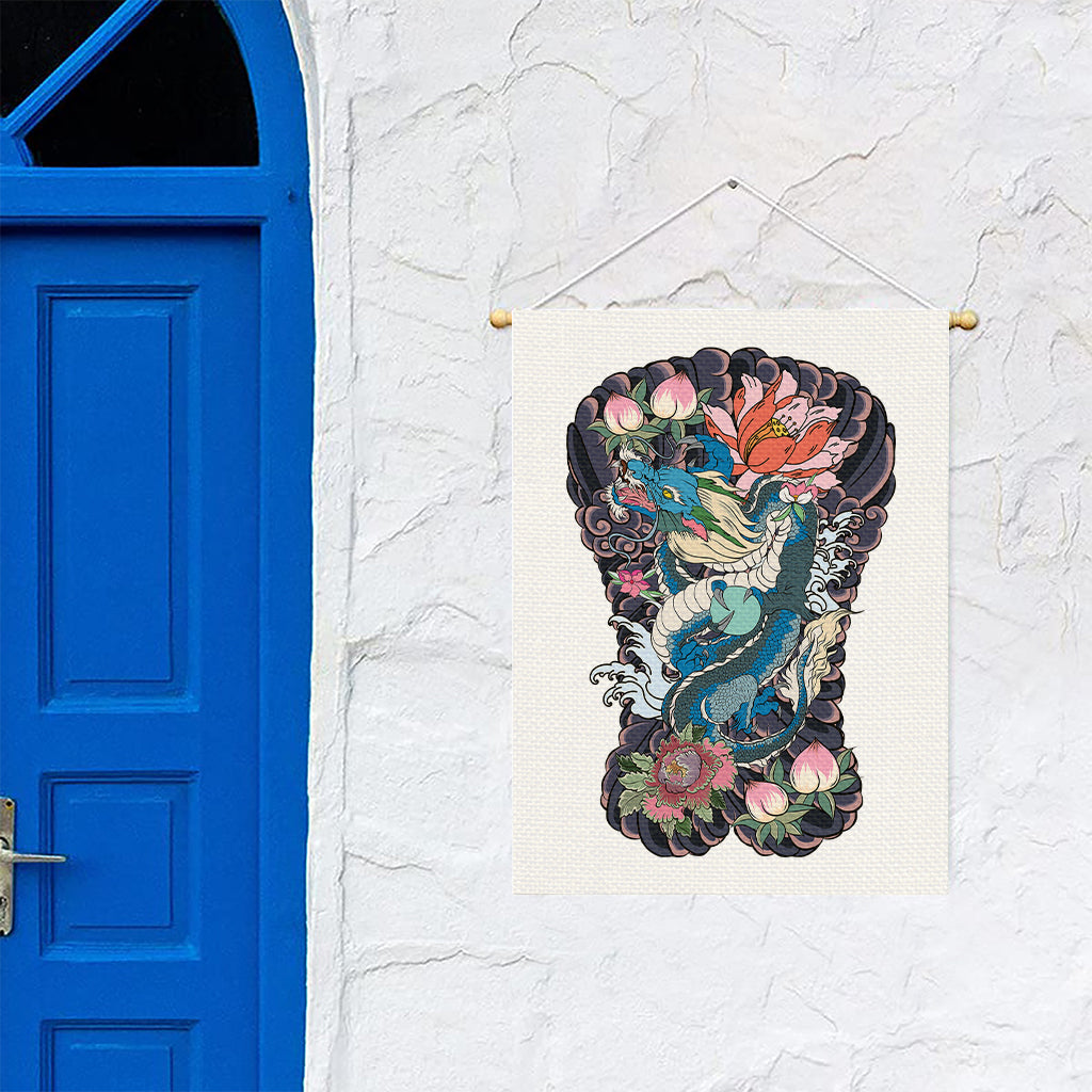 Blue Japanese Dragon Tattoo Print Garden Flag – GearFrost