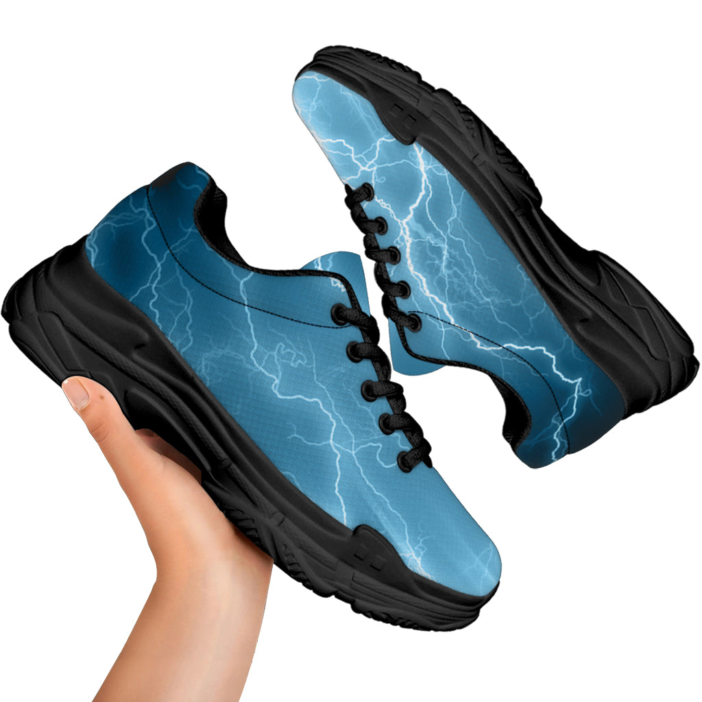 Blue Lightning Print Black Chunky Shoes – GearFrost