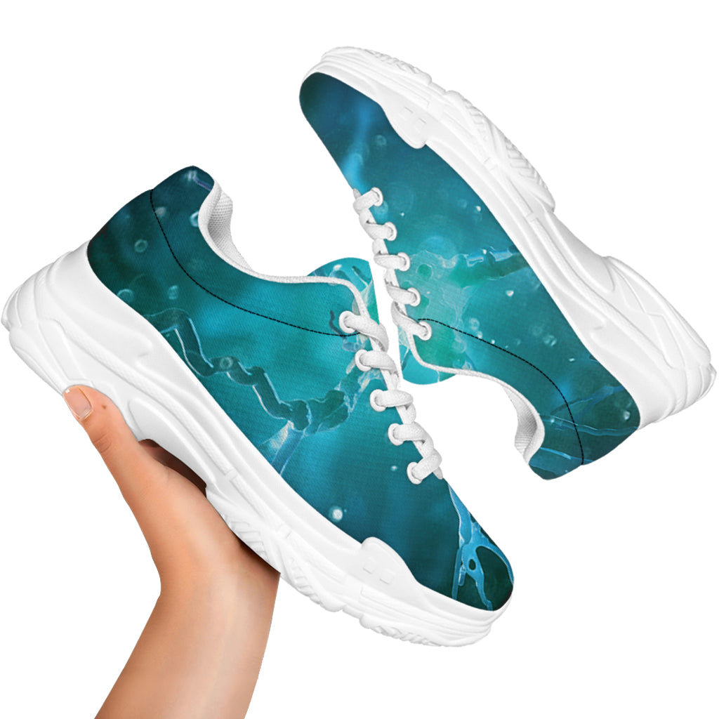 Blue Neurons In The Brain Print White Chunky Shoes – GearFrost
