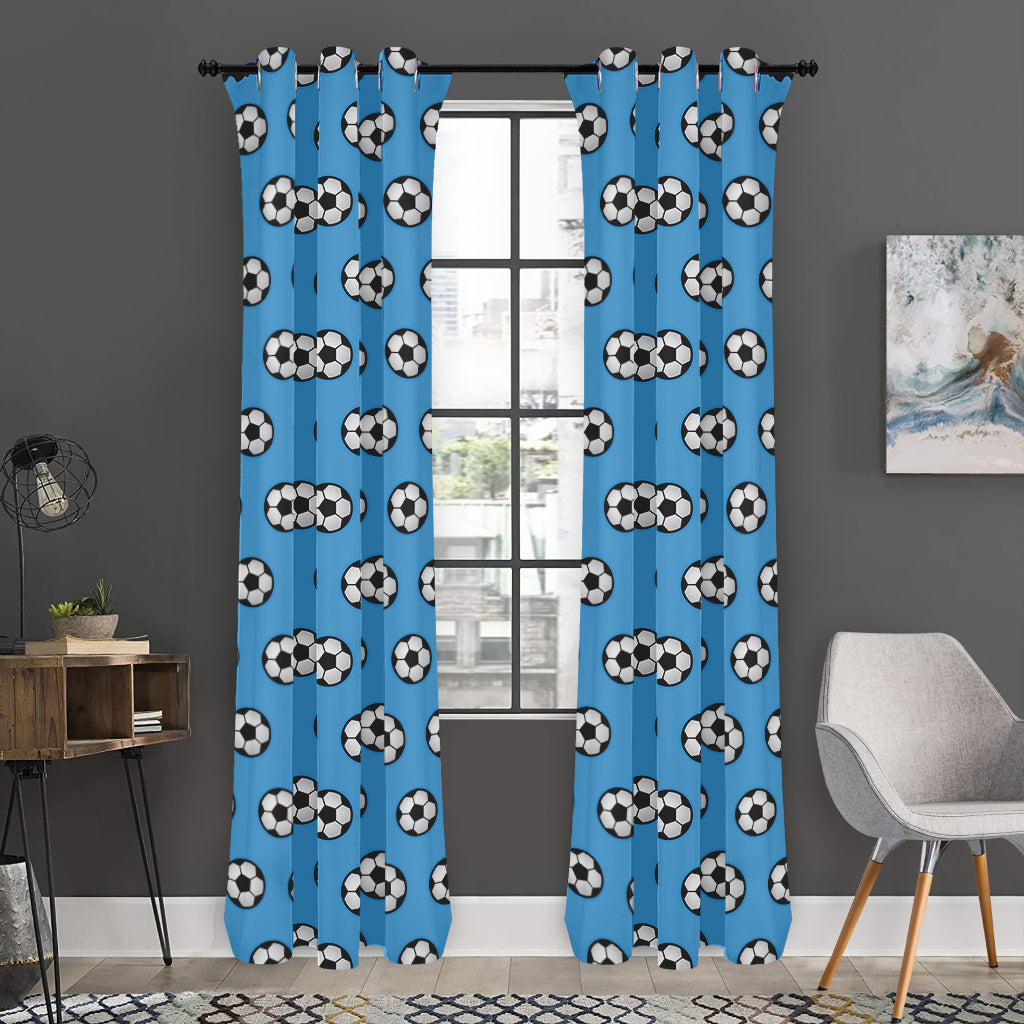 Blue Soccer Ball Pattern Print Grommet Curtain Panels – GearFrost