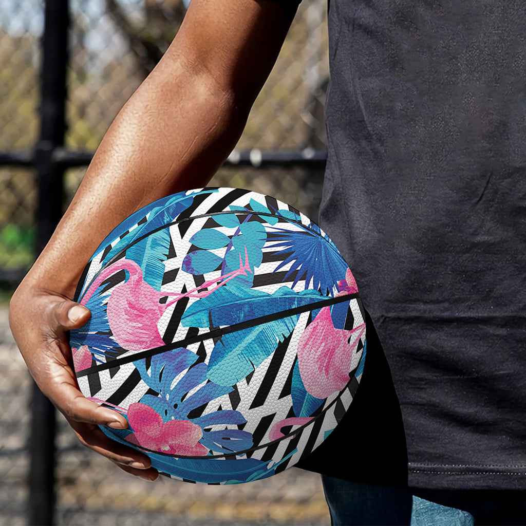 Blue Tropical And Pink Flamingo Print Basketball – GearFrost