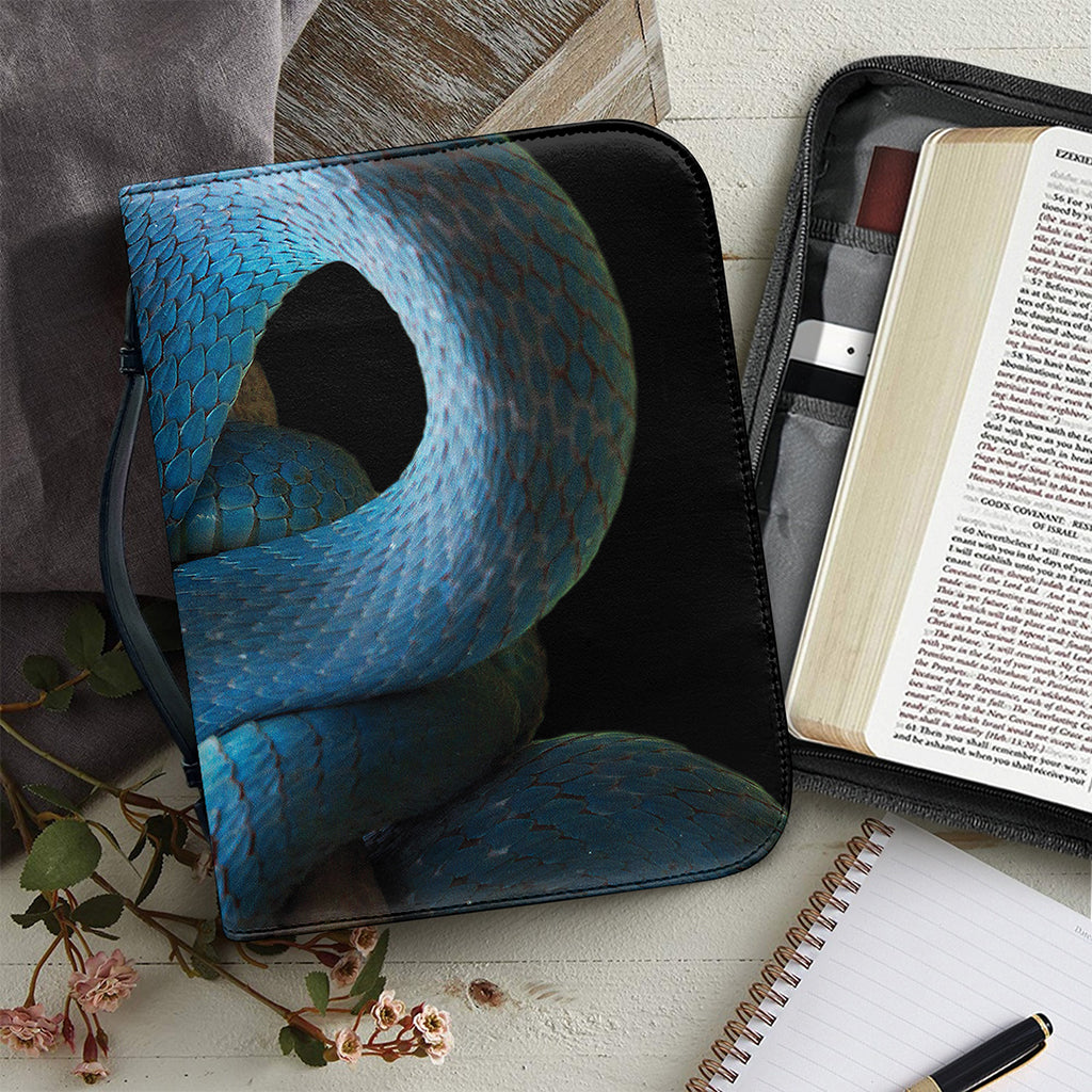 Blue Viper Snake Print Leather Bible Cover – GearFrost