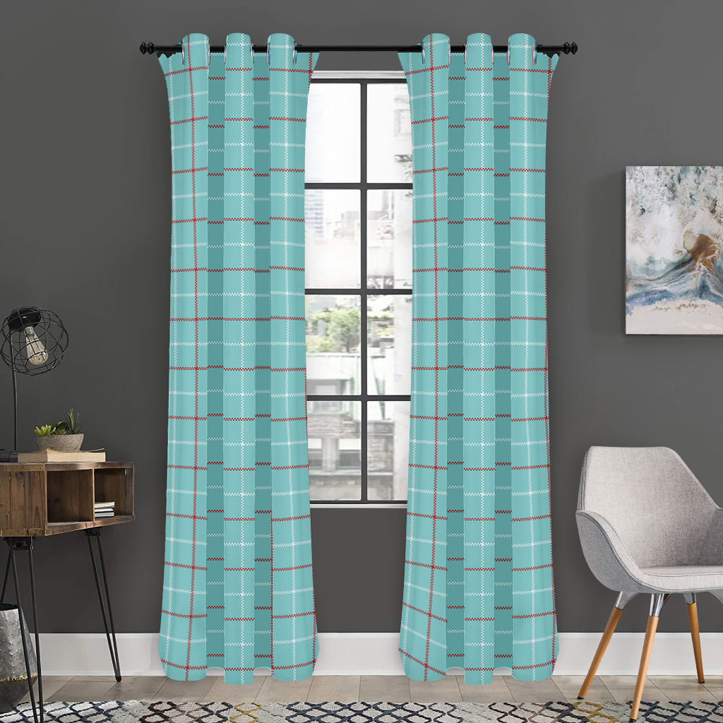 Blue White And Red Tattersall Print Grommet Curtain Panels – GearFrost