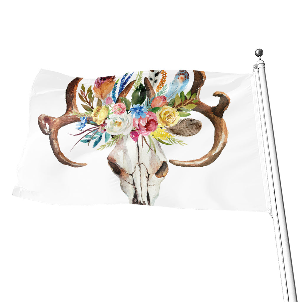 Boho Floral Deer Skull Print Flag – GearFrost