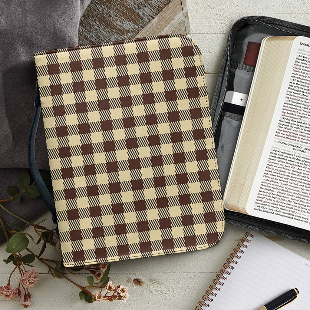 Brown And Beige Buffalo Check Print Leather Bible Cover – GearFrost