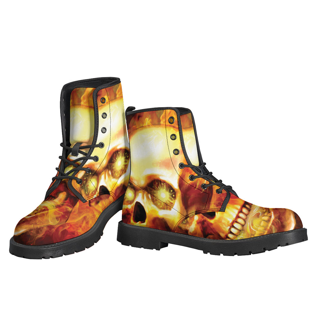Burning Evil Skull Print Lace-Up Boots – GearFrost
