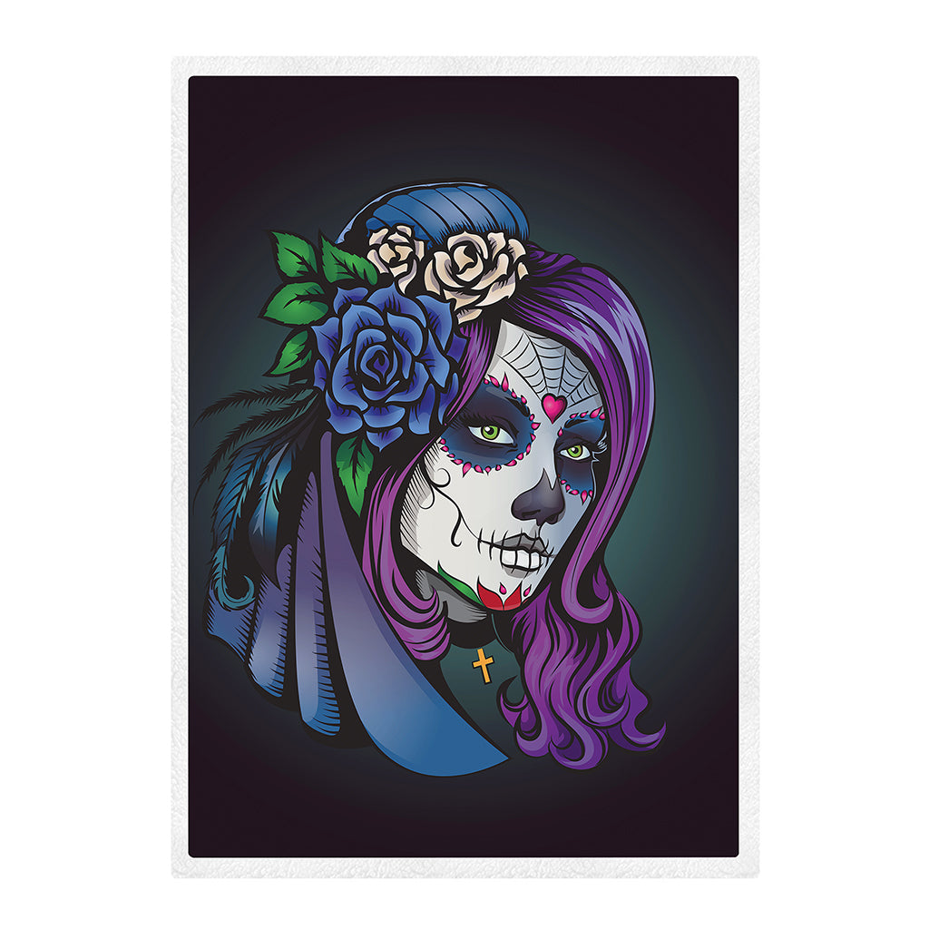 Calavera Girl Dia De Los Muertos Print Sherpa Blanket – GearFrost