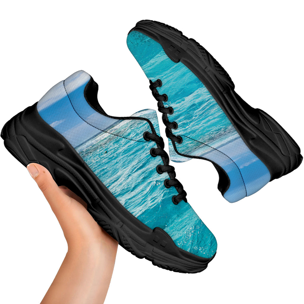 Caribbean Ocean Print Black Chunky Shoes – GearFrost