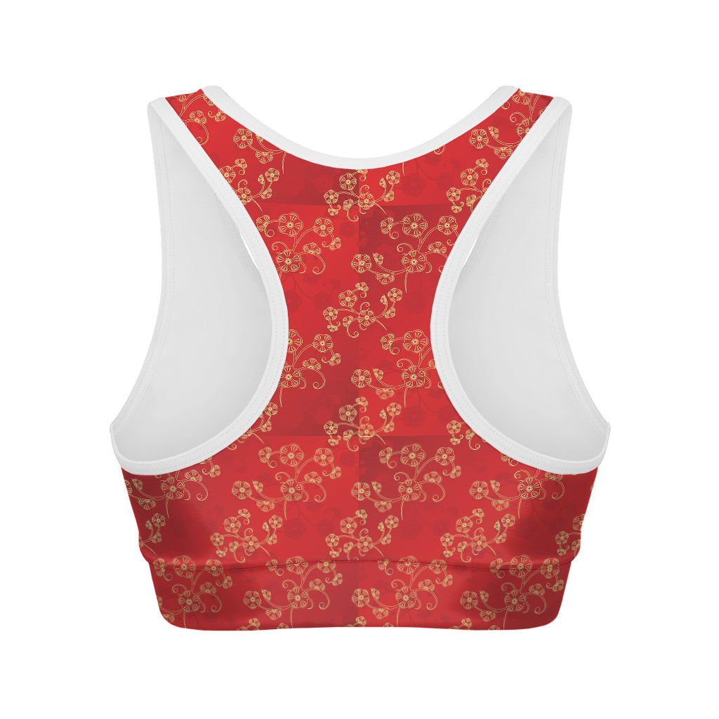 Chinese Cherry Blossom Pattern Print Women's Sports Bra – GearFrost