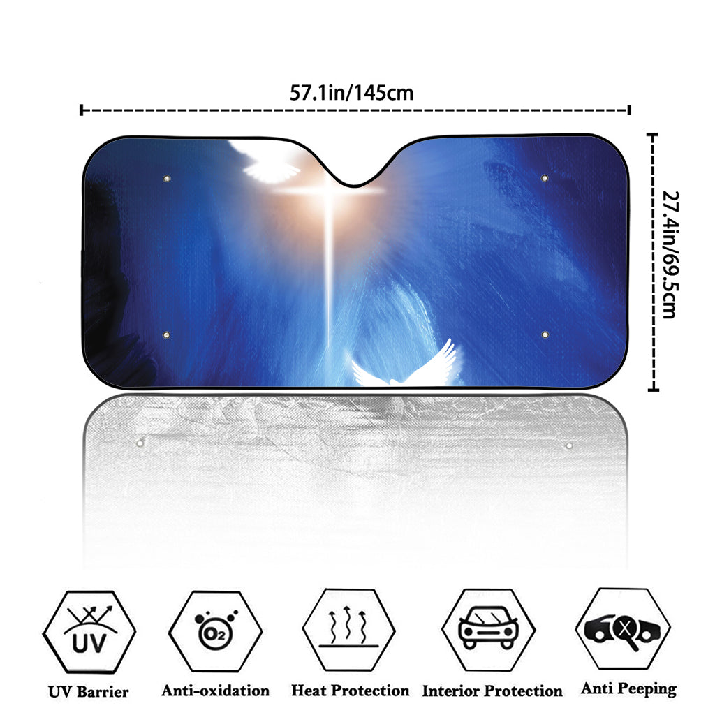 Christian Cross And White Doves Print Car Windshield Sun Shade – GearFrost