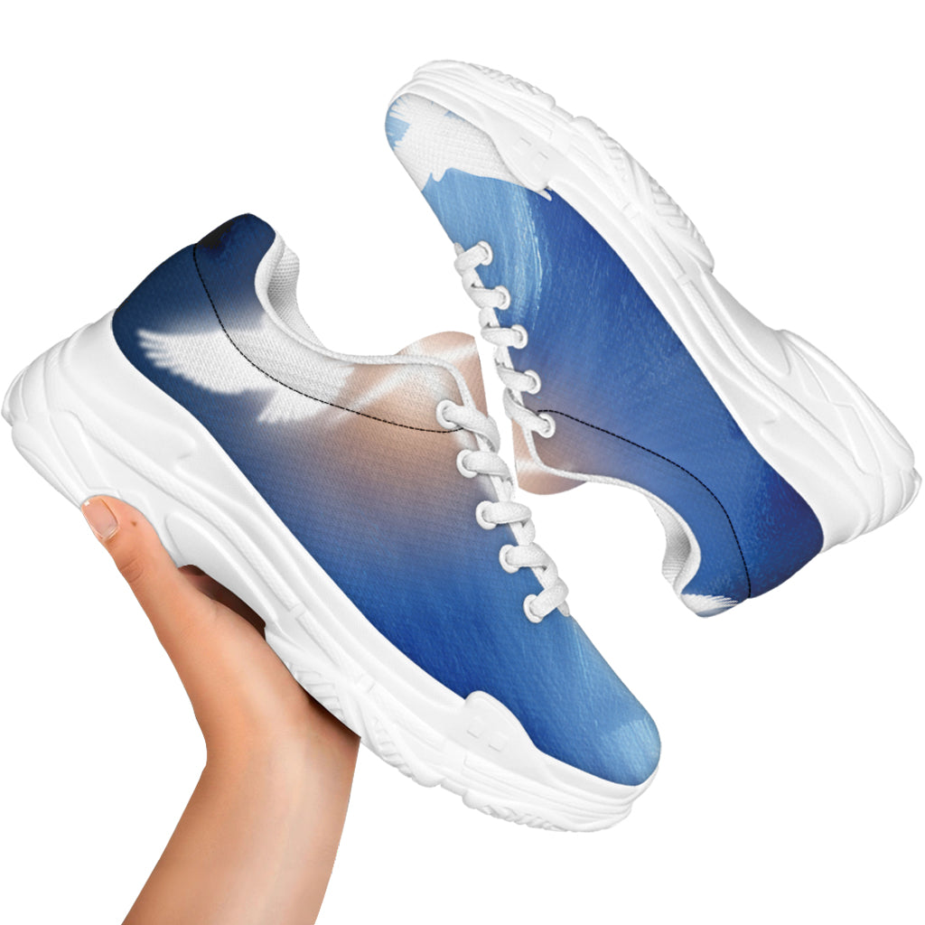 Christian Cross And White Doves Print White Chunky Shoes – GearFrost