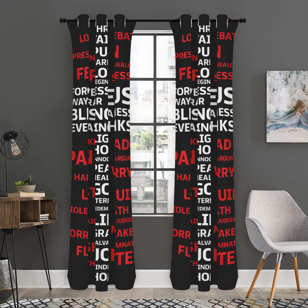 Christian Cross Religious Words Print Grommet Curtain Panels – GearFrost