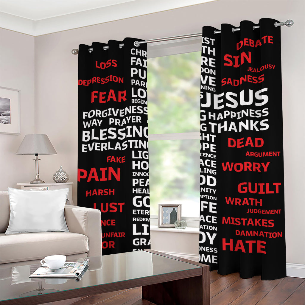 Christian Cross Religious Words Print Grommet Curtains – GearFrost