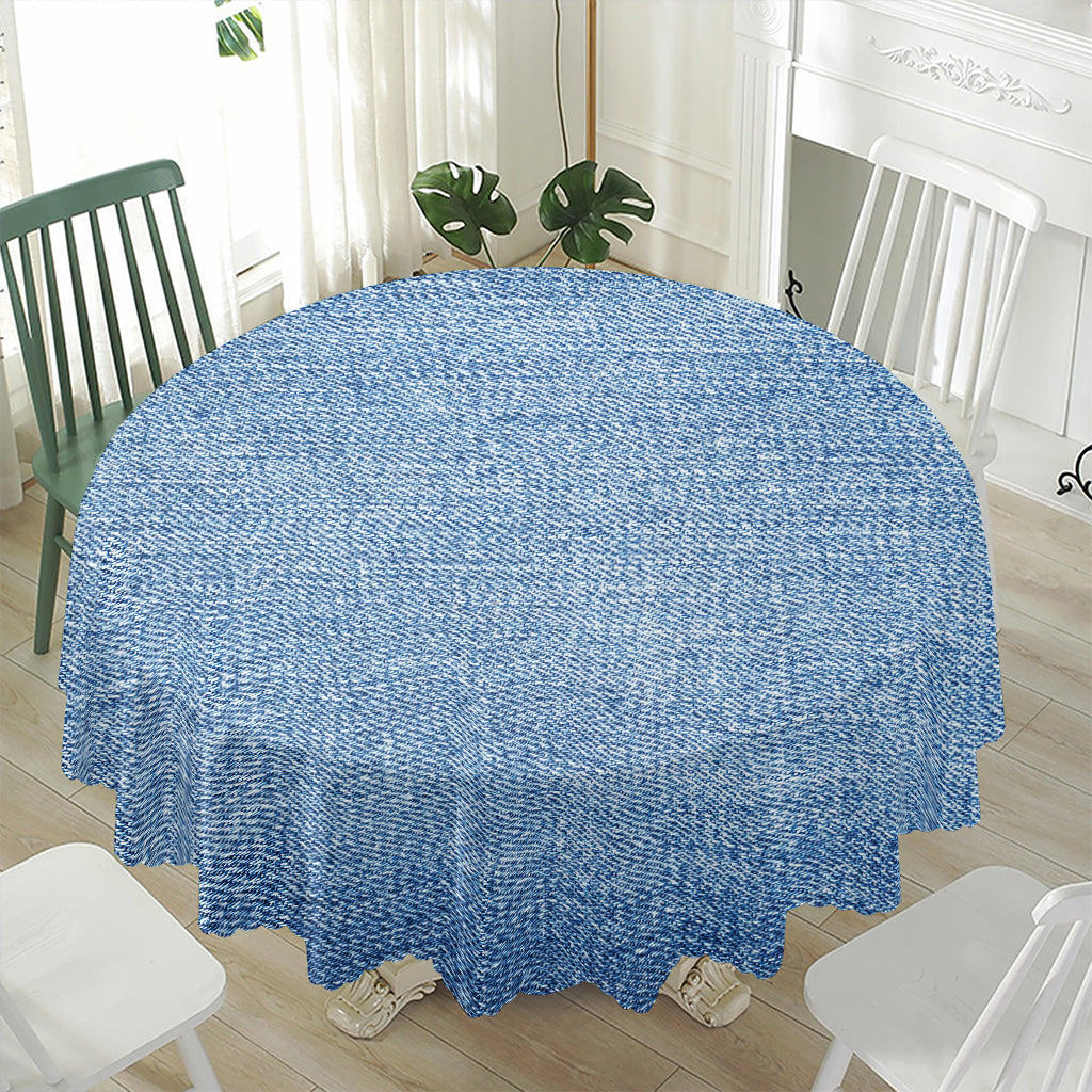 Classic Blue Denim Jeans Print Waterproof Round Tablecloth – GearFrost