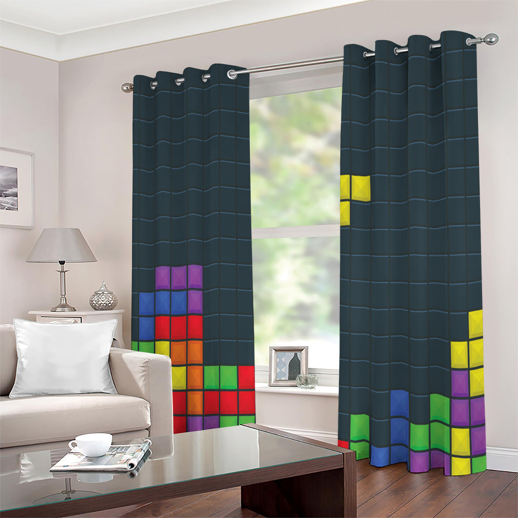 Colorful Block Puzzle Video Game Print Extra Wide Grommet Curtains ...
