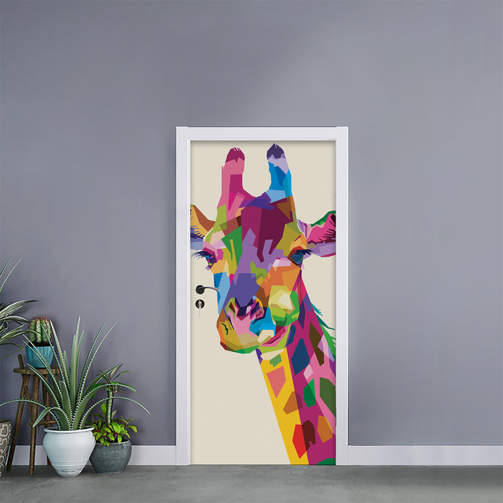 Colorful Giraffe Portrait Print Door Sticker – GearFrost