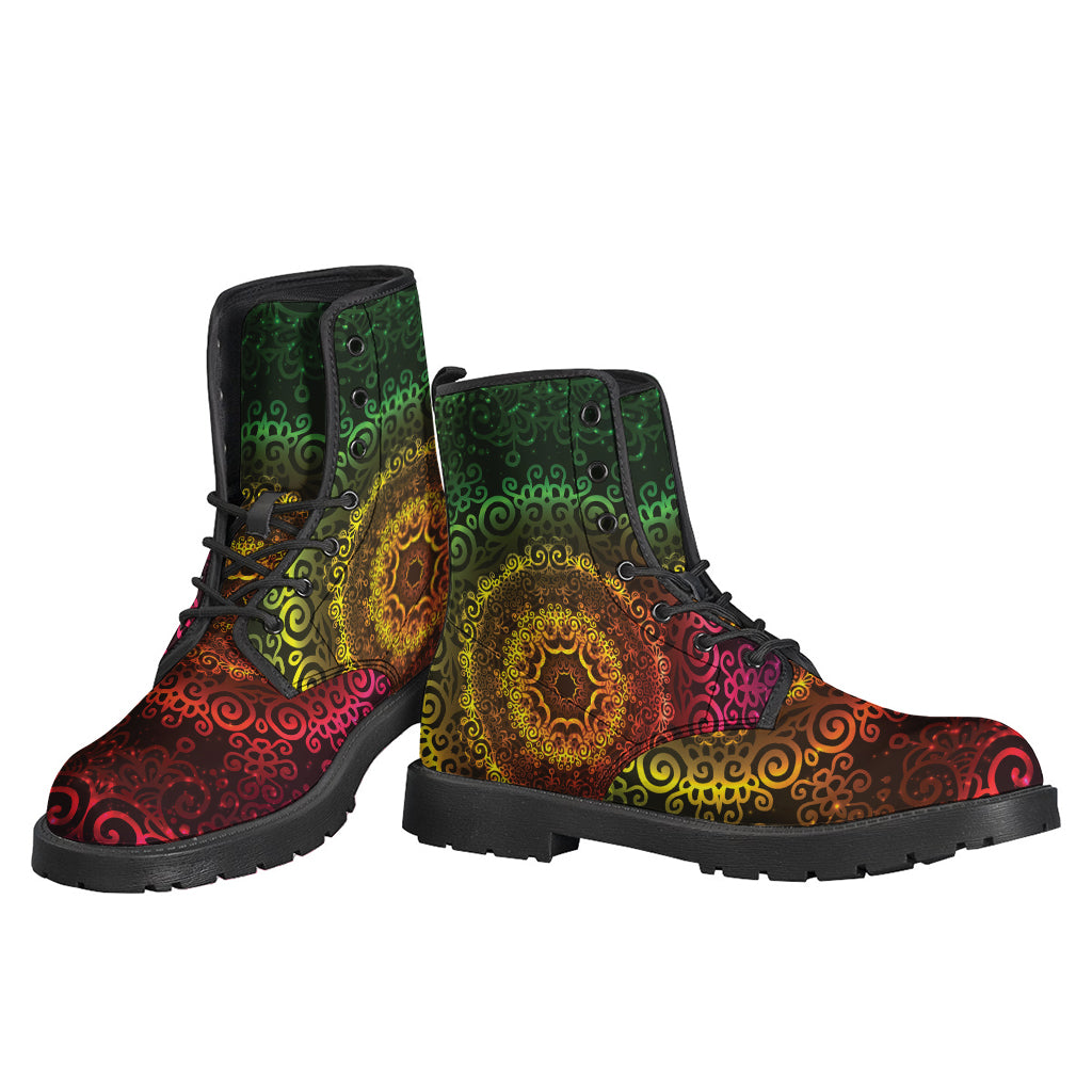 Colorful Gradient Mandala Print Lace-Up Boots – GearFrost