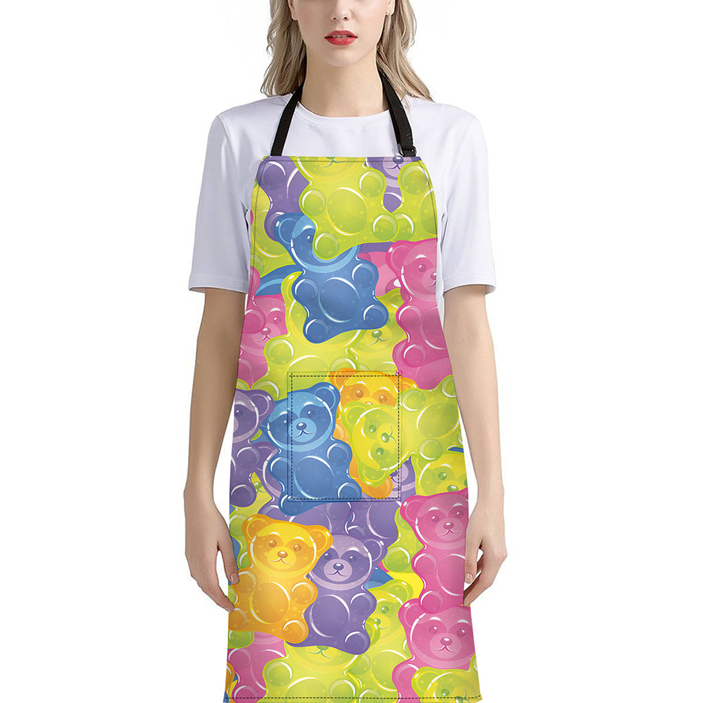Colorful Gummy Bear Print Bib Apron With Pocket – GearFrost