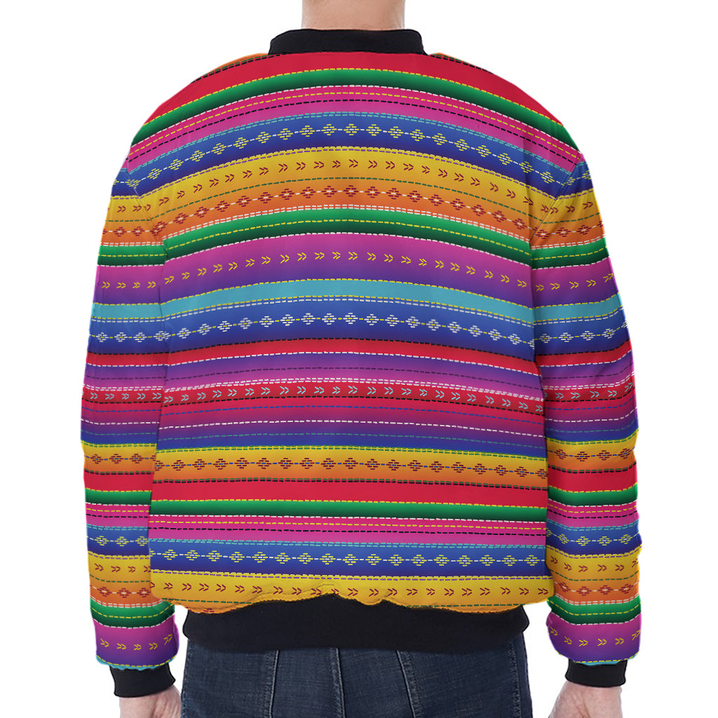 Colorful Mexican Serape Pattern Print Zip Sleeve Bomber Jacket – GearFrost