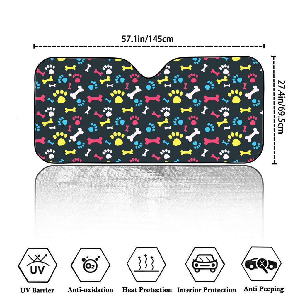 Colorful Paw And Bone Pattern Print Car Windshield Sun Shade – GearFrost