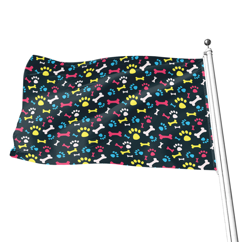 Colorful Paw And Bone Pattern Print Flag – GearFrost