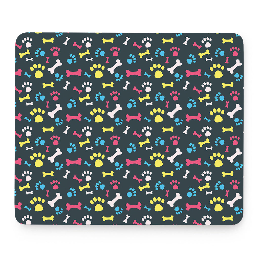 Colorful Paw And Bone Pattern Print Mouse Pad – GearFrost