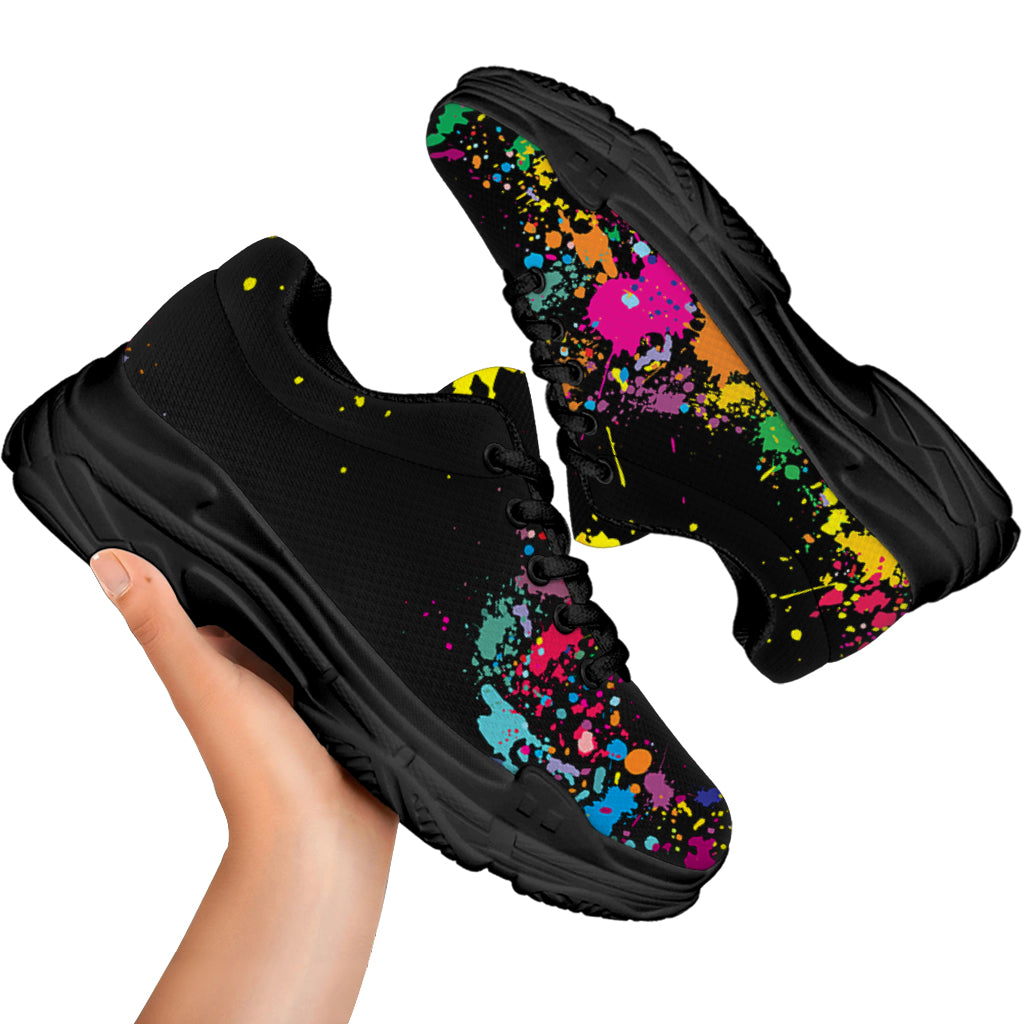 Colorful Splash Yin Yang Print Black Chunky Shoes – GearFrost