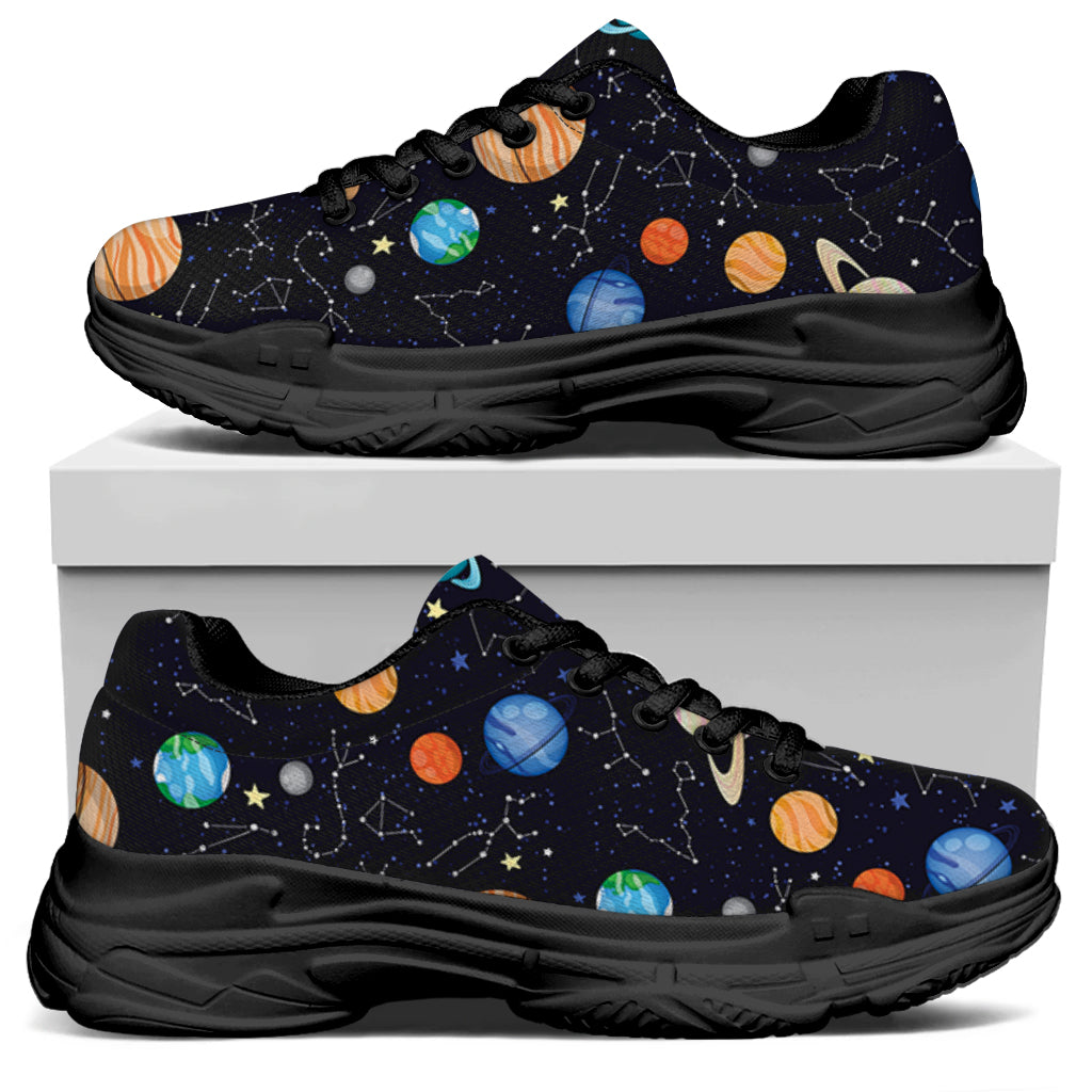 Constellations And Planets Pattern Print Black Chunky Shoes – GearFrost