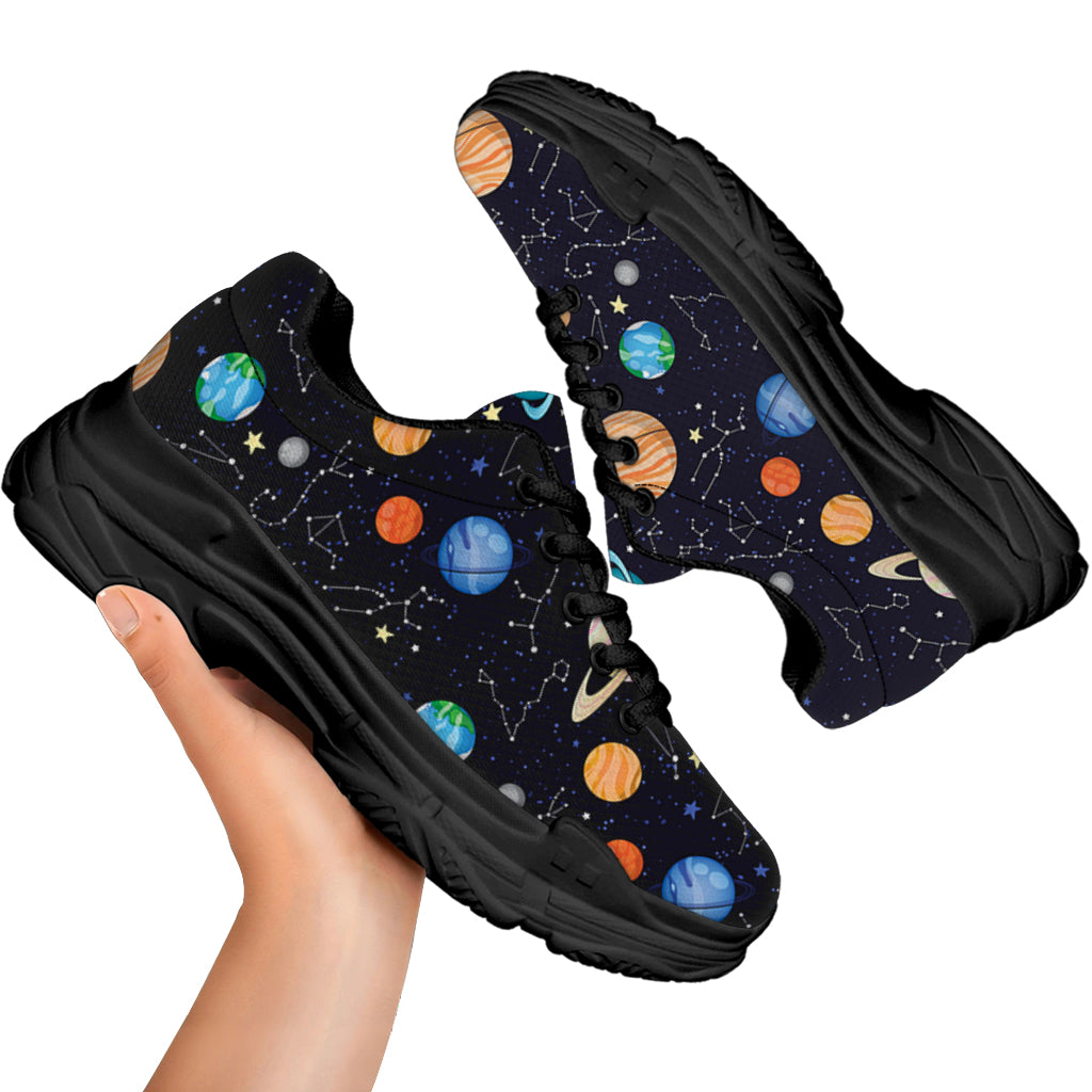 Constellations And Planets Pattern Print Black Chunky Shoes – GearFrost