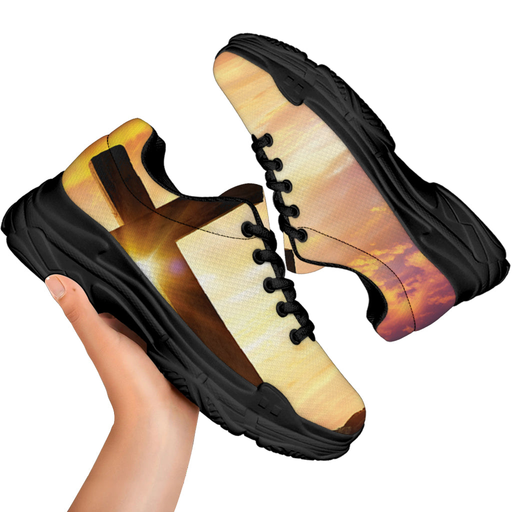 Crucifixion Of Jesus Christ Print Black Chunky Shoes – GearFrost