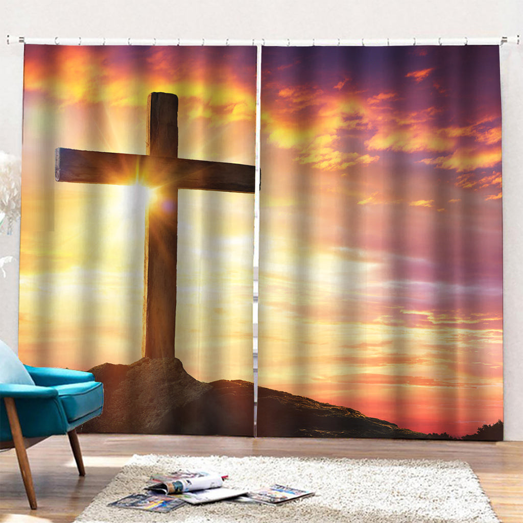 Crucifixion Of Jesus Christ Print Pencil Pleat Curtains – GearFrost