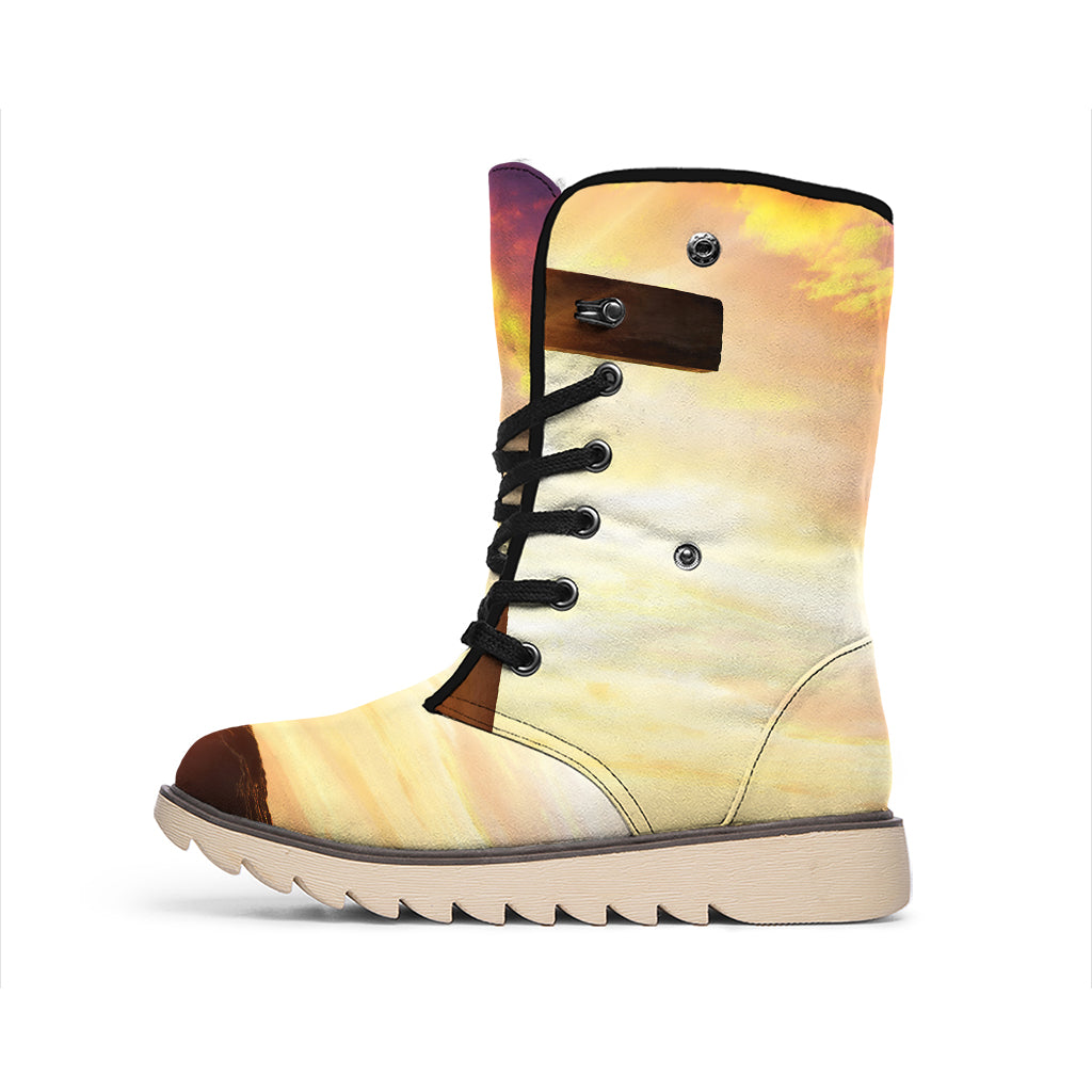 Crucifixion Of Jesus Christ Print Winter Boots – GearFrost