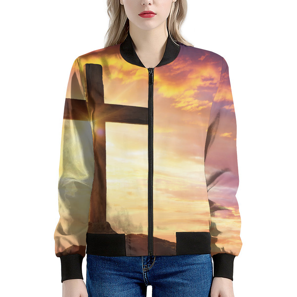 Crucifixion Of Jesus Christ Print Women's Bomber Jacket – GearFrost