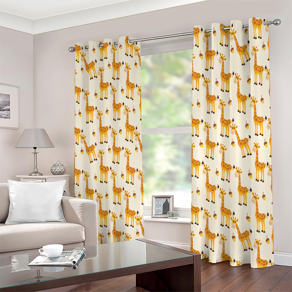 Cute Baby Giraffe Pattern Print Extra Wide Grommet Curtains – GearFrost