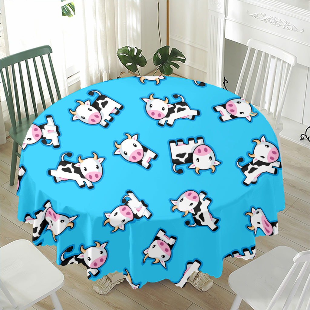 Cute Cartoon Baby Cow Pattern Print Waterproof Round Tablecloth – GearFrost