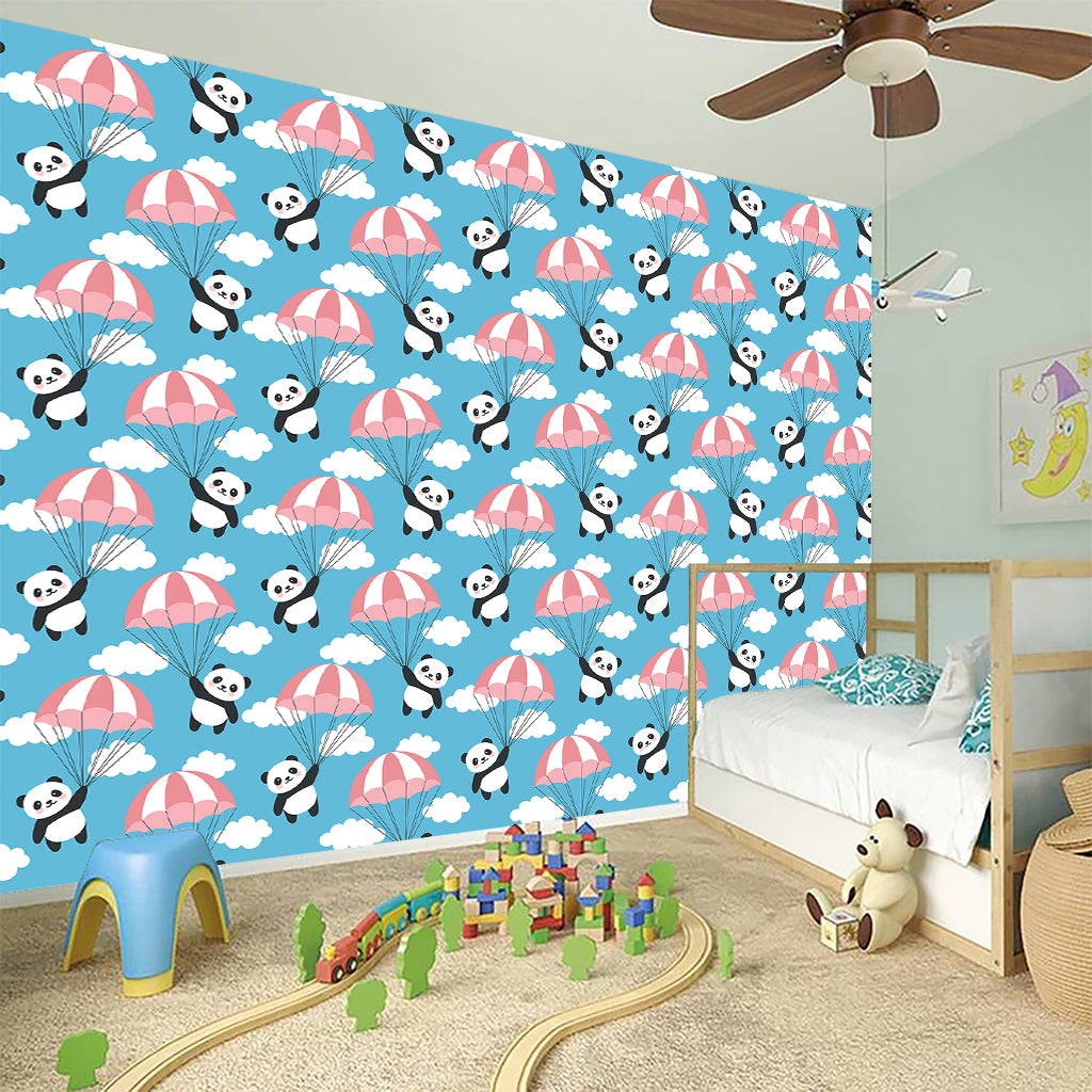 Cute Panda And Parachute Pattern Print Wall Sticker – GearFrost