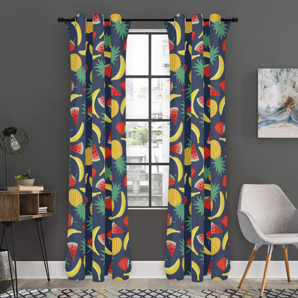 Cute Tropical Fruits Pattern Print Grommet Curtain Panels – GearFrost