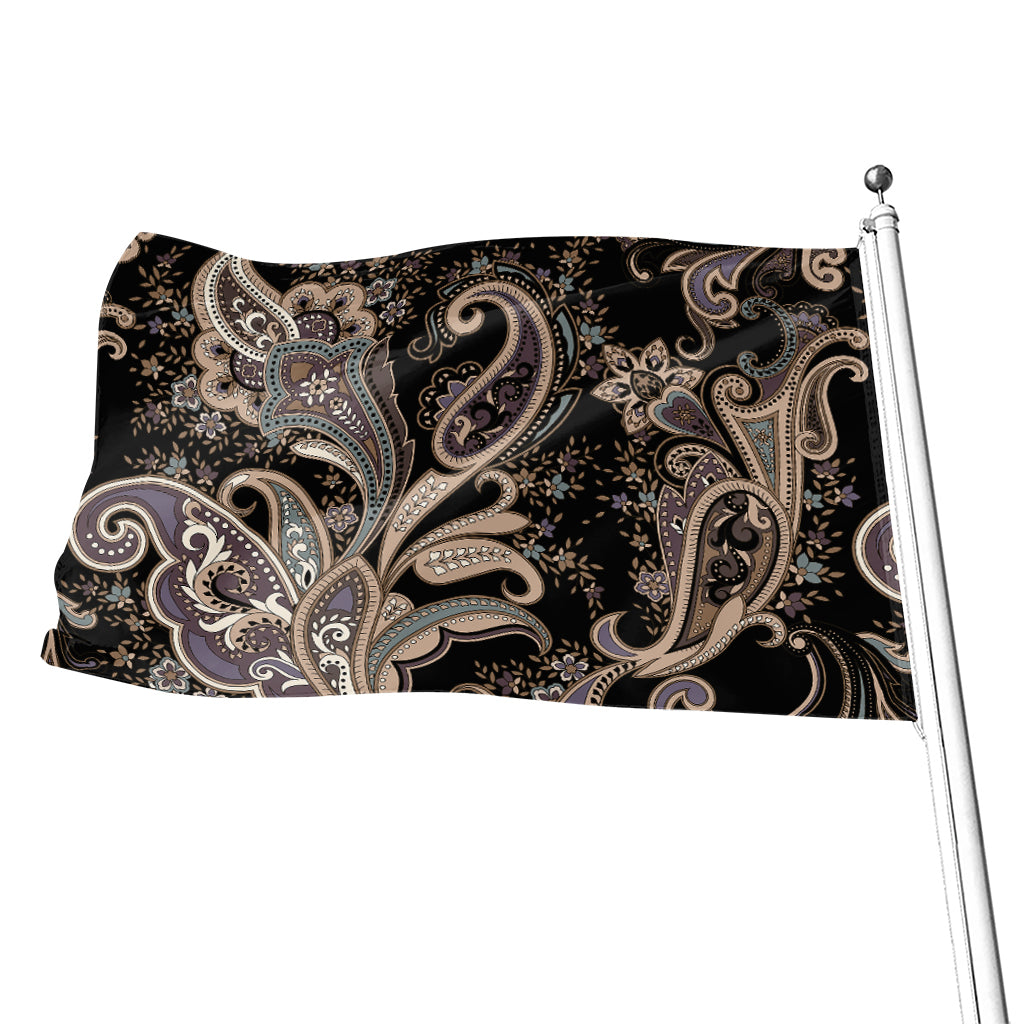 Dark Brown Paisley Pattern Print Flag – GearFrost