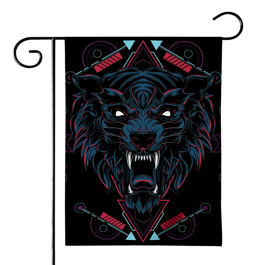 Dark Geometric Wolf Print House Flag – GearFrost