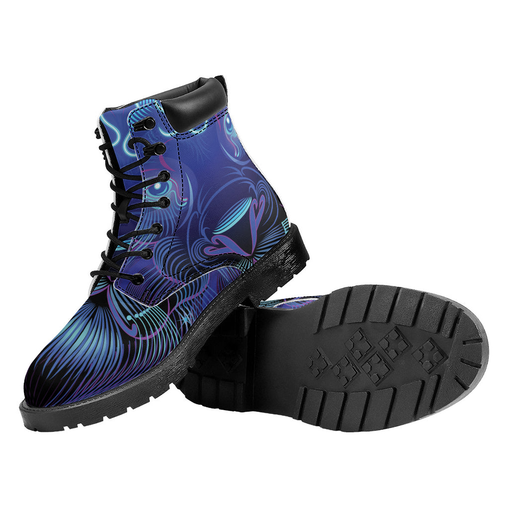 Dark Leo Zodiac Sign Print Padded Collar Lace Up Boots – GearFrost