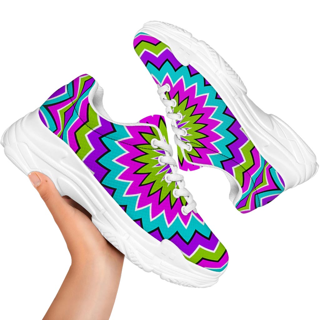 Dizzy Circle Moving Optical Illusion White Chunky Shoes – GearFrost