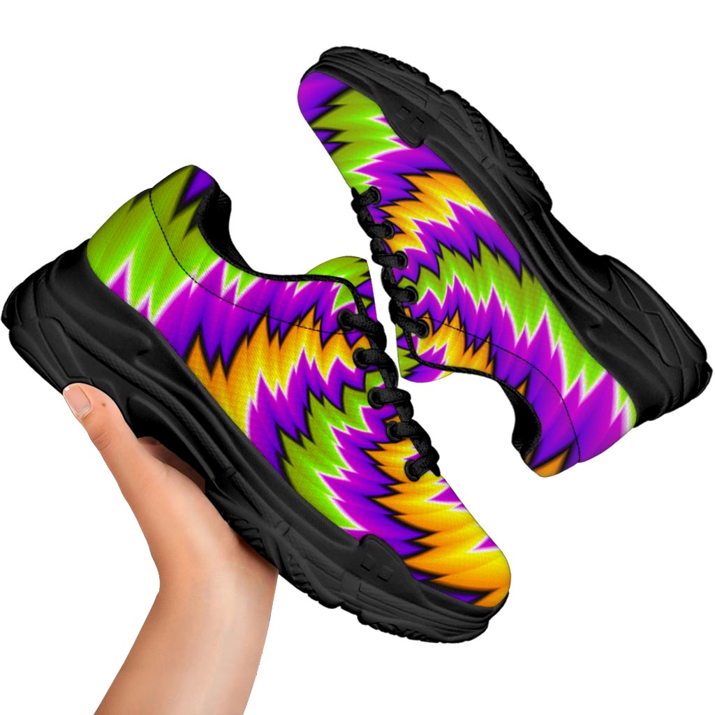 Dizzy Vortex Moving Optical Illusion Black Chunky Shoes – GearFrost