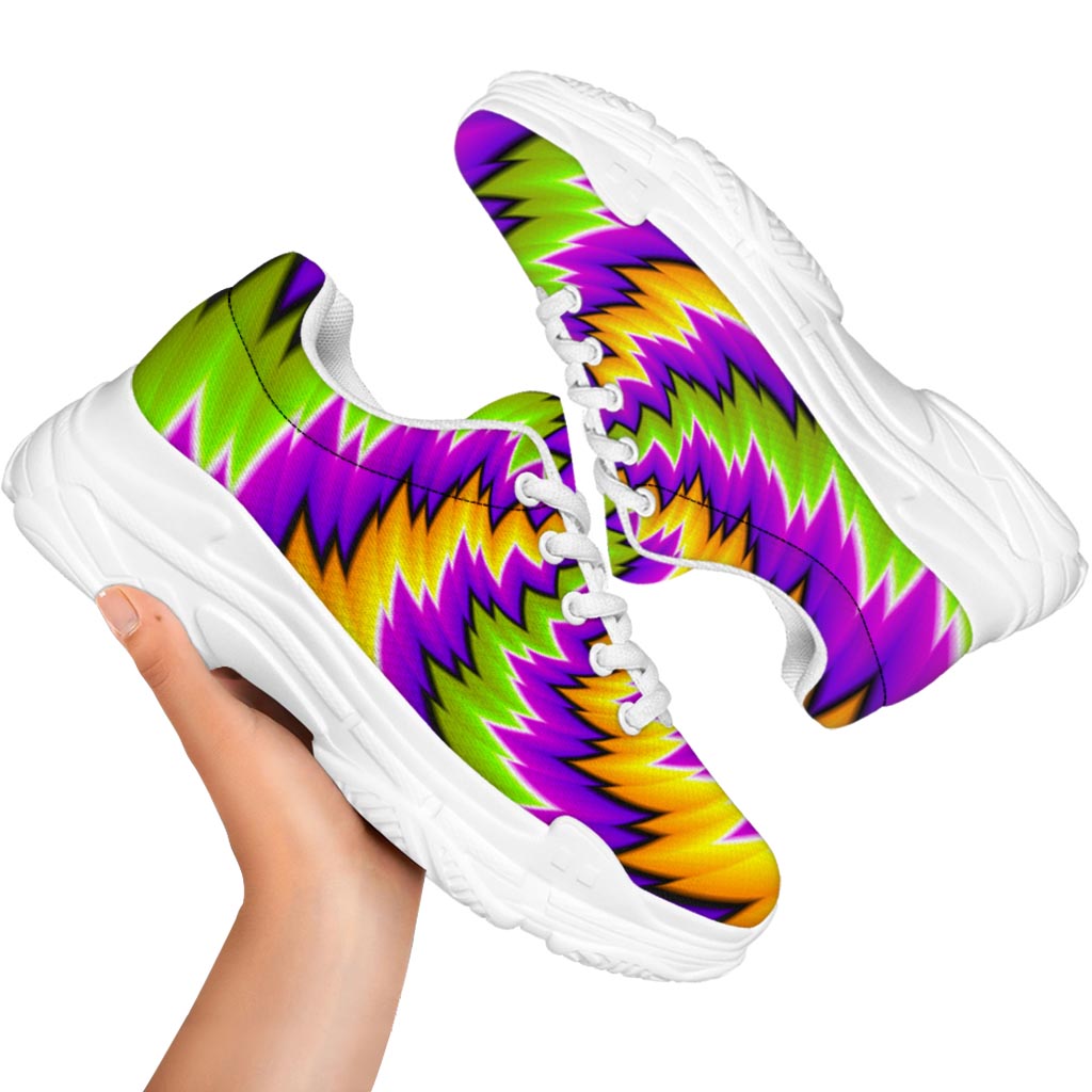Dizzy Vortex Moving Optical Illusion White Chunky Shoes – GearFrost