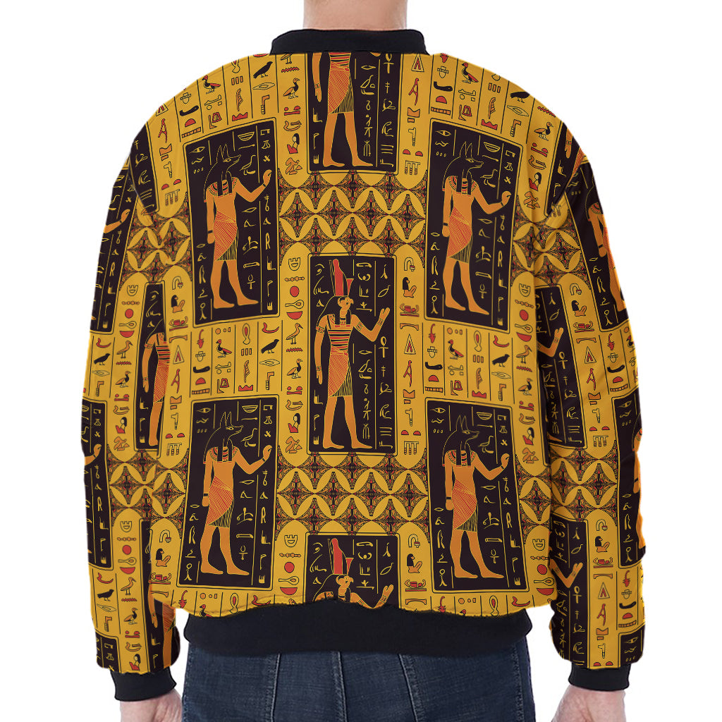 Egyptian Gods And Hieroglyphs Print Zip Sleeve Bomber Jacket – GearFrost