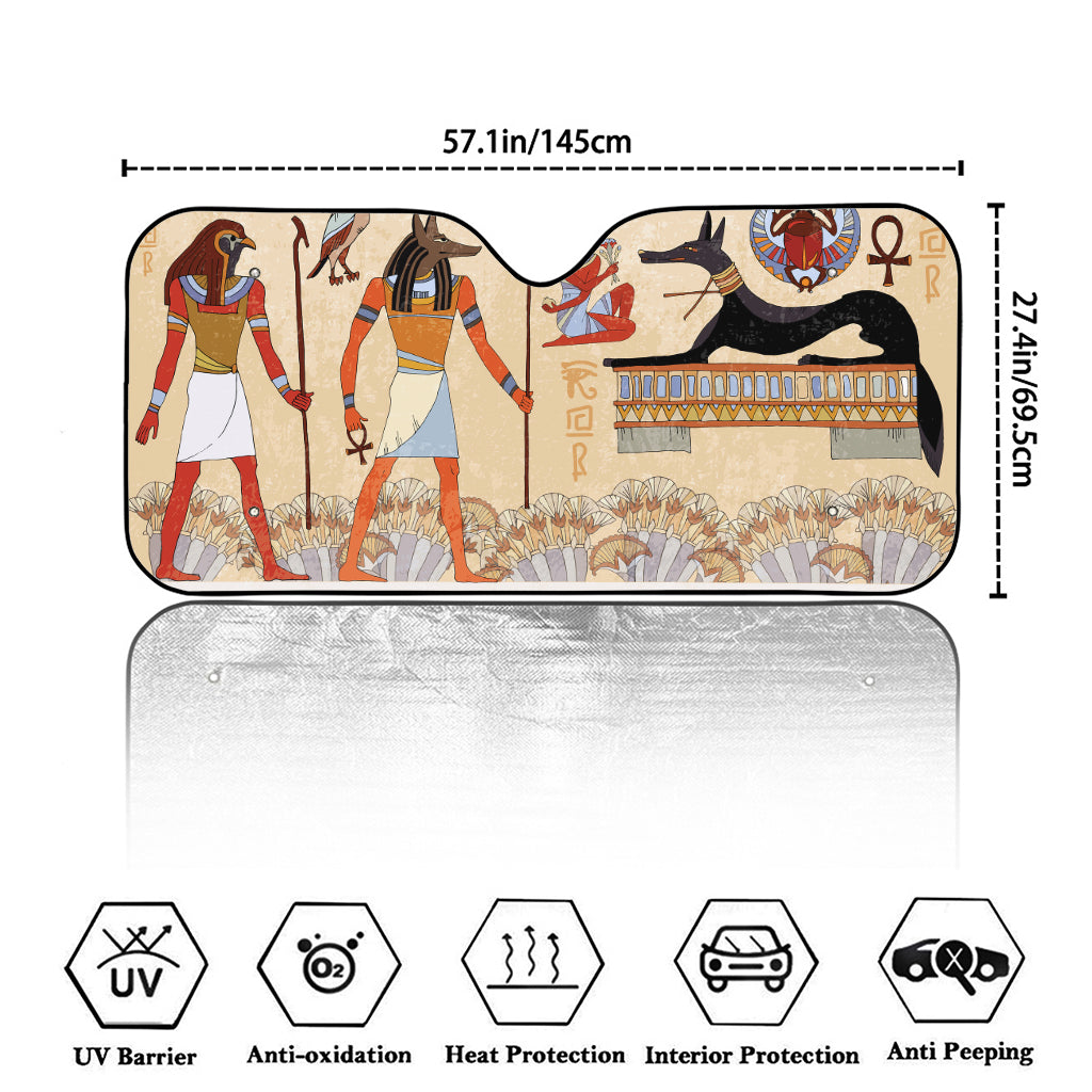 Egyptian Gods And Pharaohs Print Car Windshield Sun Shade – GearFrost