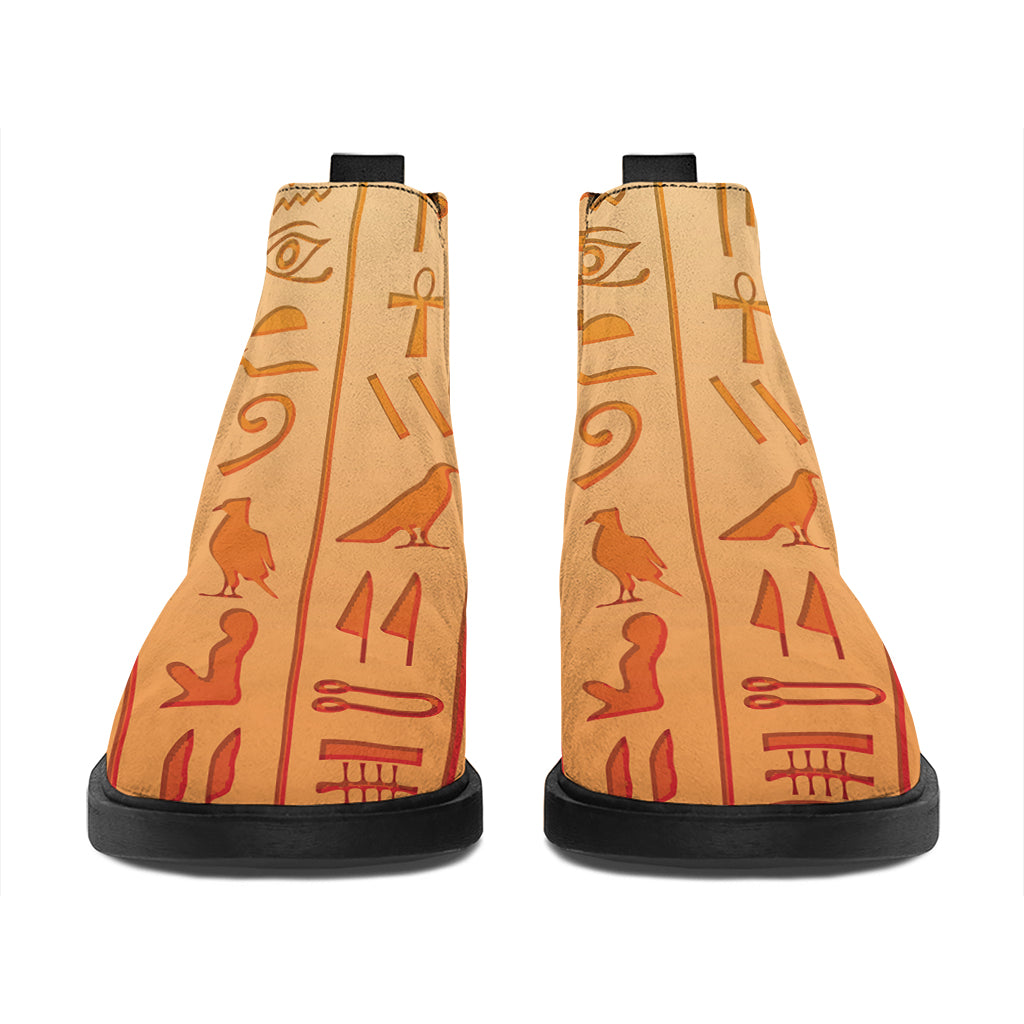 Egyptian Hieroglyphs Symbol Print Flat Ankle Boots – GearFrost