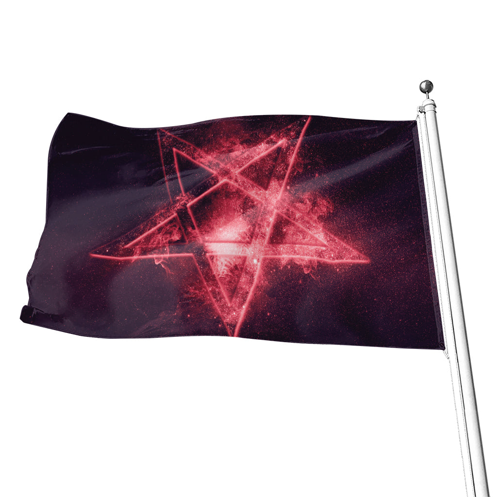 Fiery Reversed Pentagram Print Flag – GearFrost